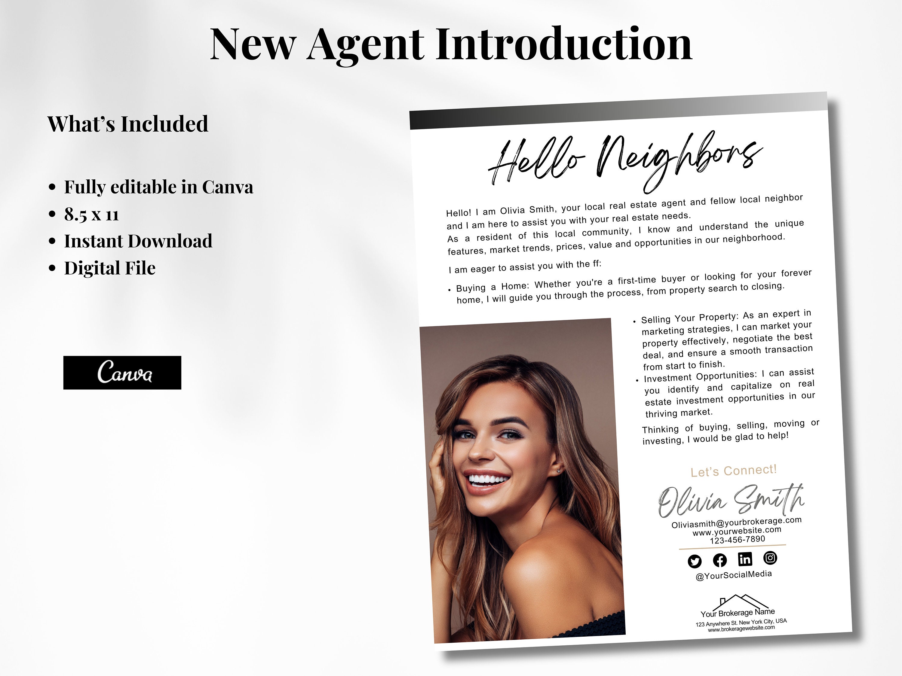 New Agent Introduction Letter, Hello Neighbor Letter, New Agent Flyer ...