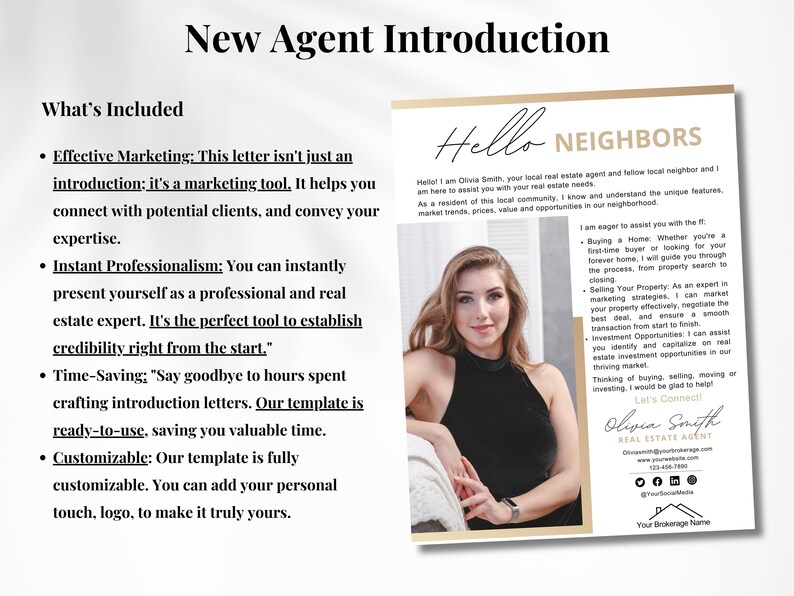 New Agent Introduction Letter, Hello Neighbor Letter, New Agent Flyer ...