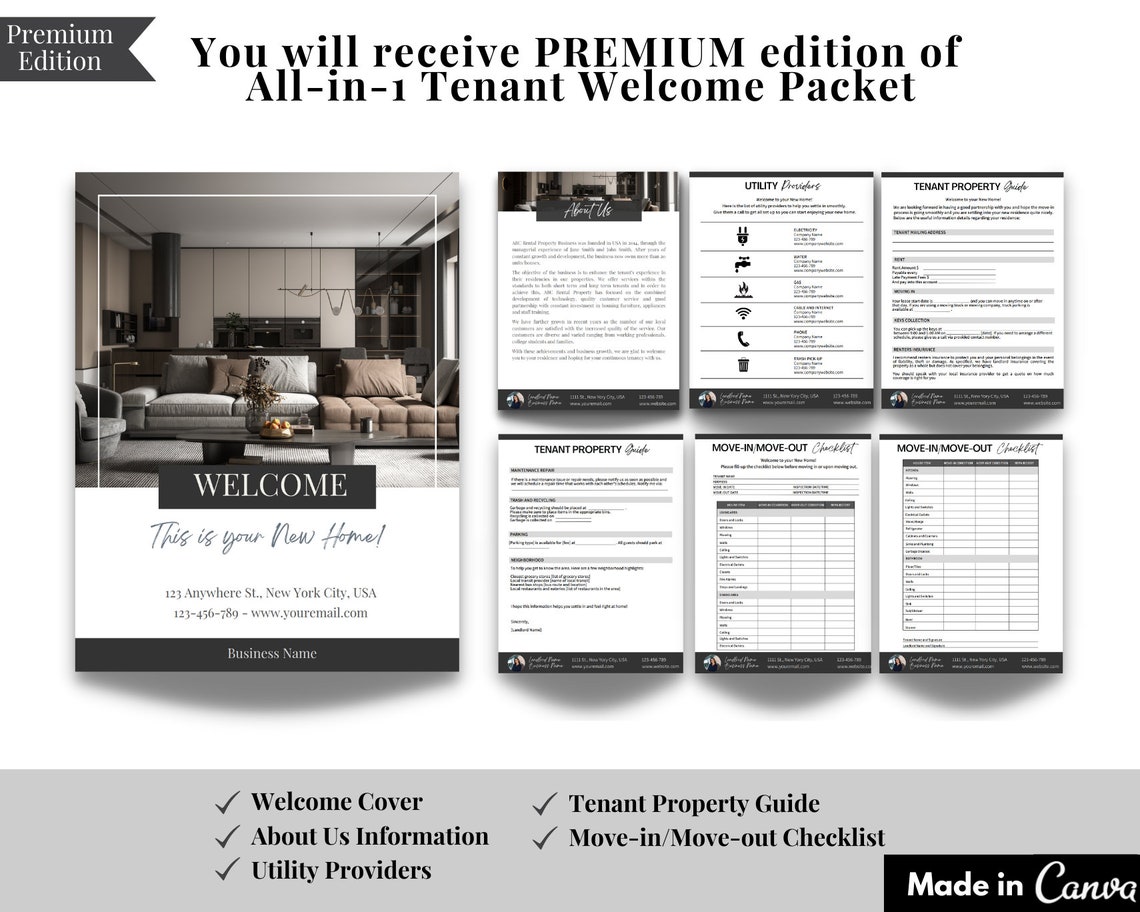 Real Estate Tenant Welcome Package Tenant Welcome Packet - Etsy