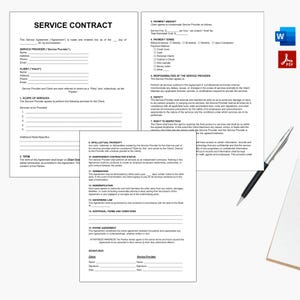 Printable Service Contract, Services Contract Agreement. Service ...