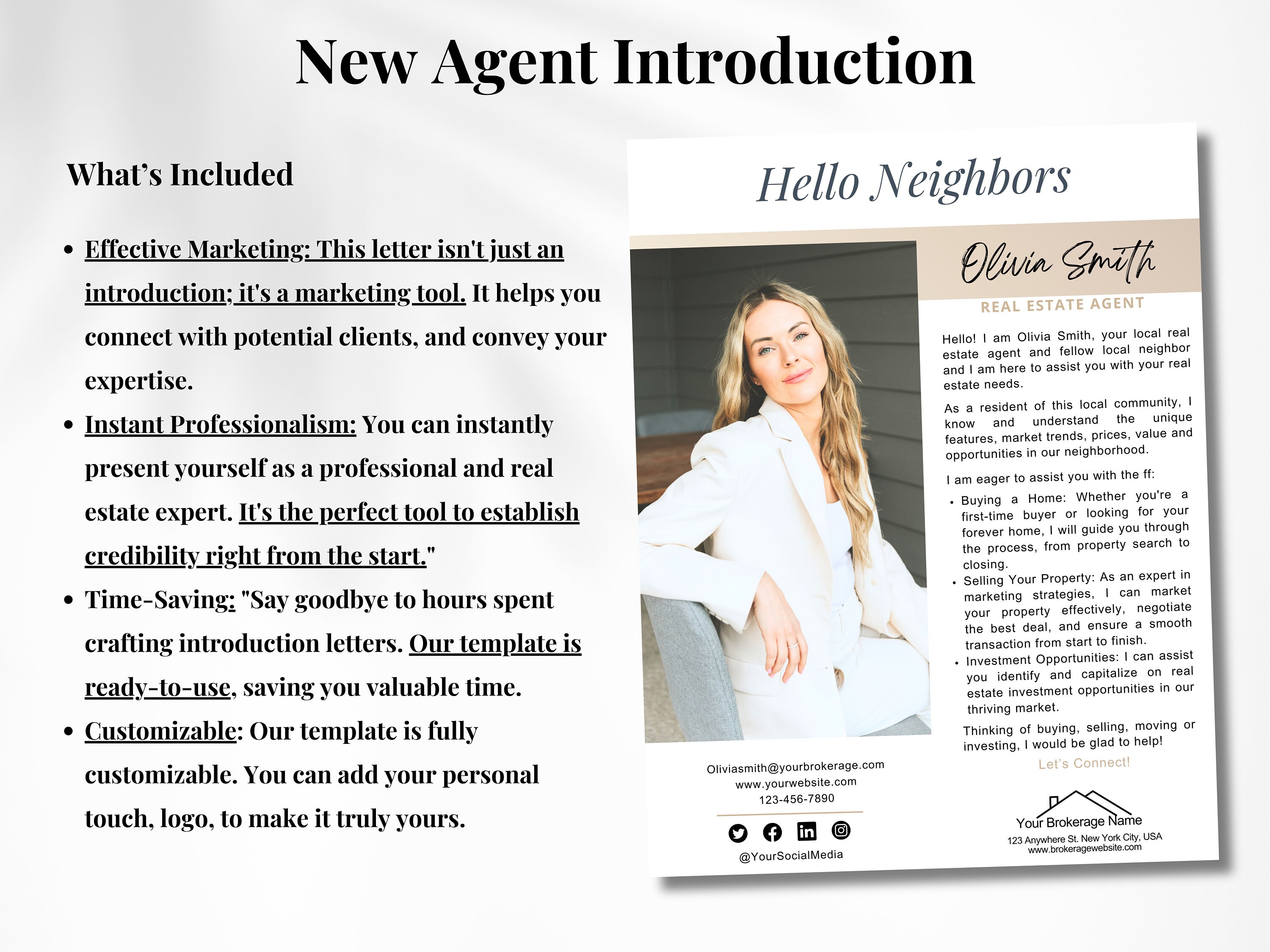 New Agent Introduction Letter, Hello Neighbor Letter, New Agent Flyer ...