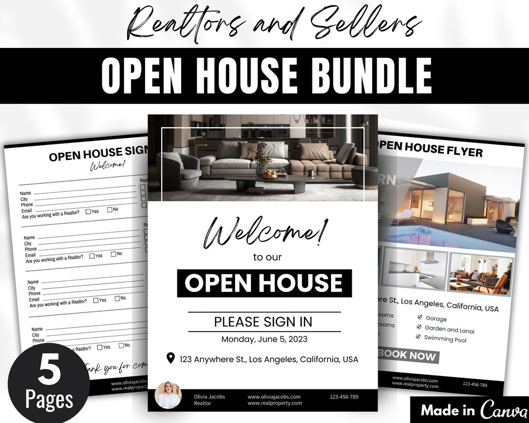 Open House Bundle, Open House Sign in Sheet, Open House Feedback ...