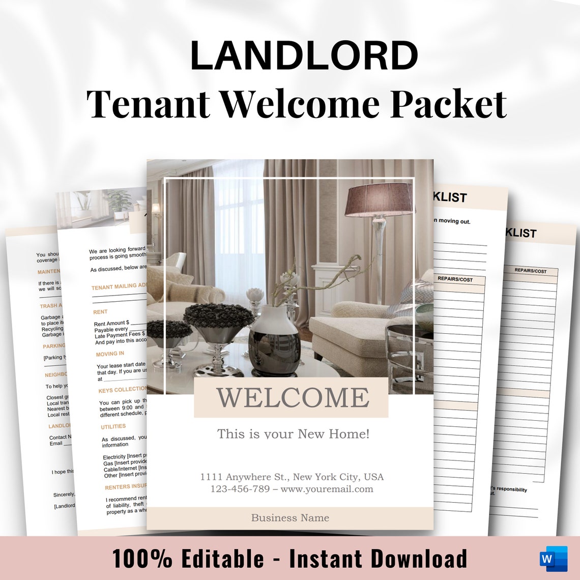 Real Estate Tenant Welcome Package, Tenant Welcome Packet, Tenant ...