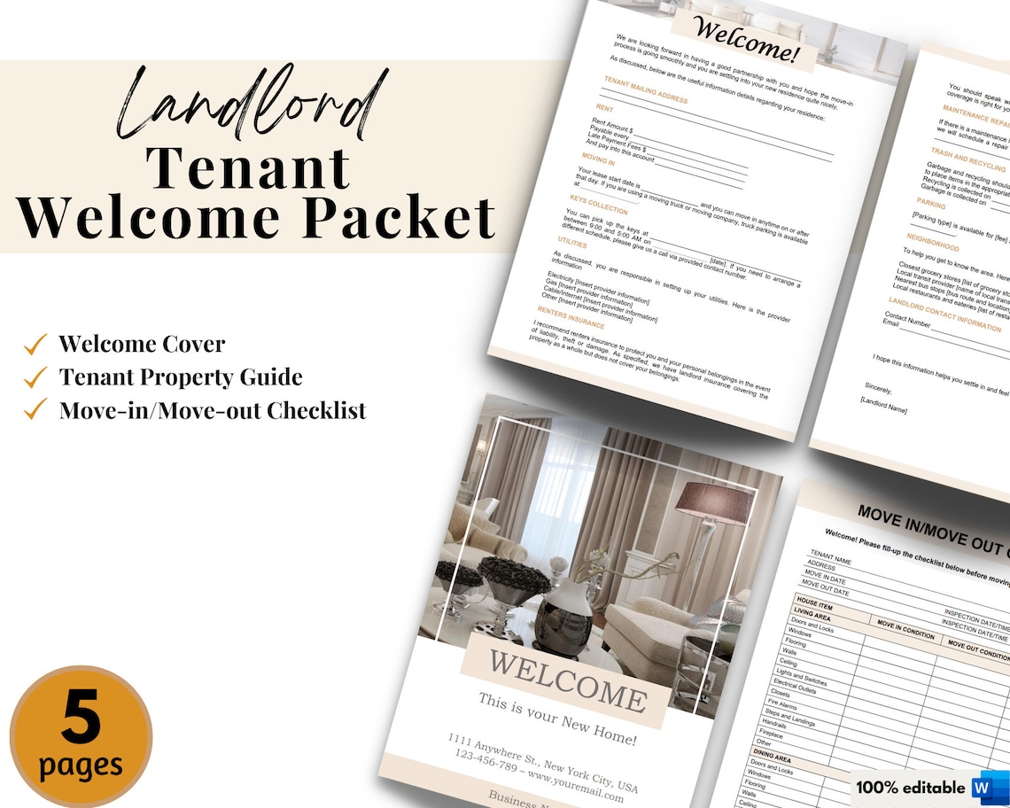 Real Estate Tenant Welcome Package, Tenant Welcome Packet, Tenant ...