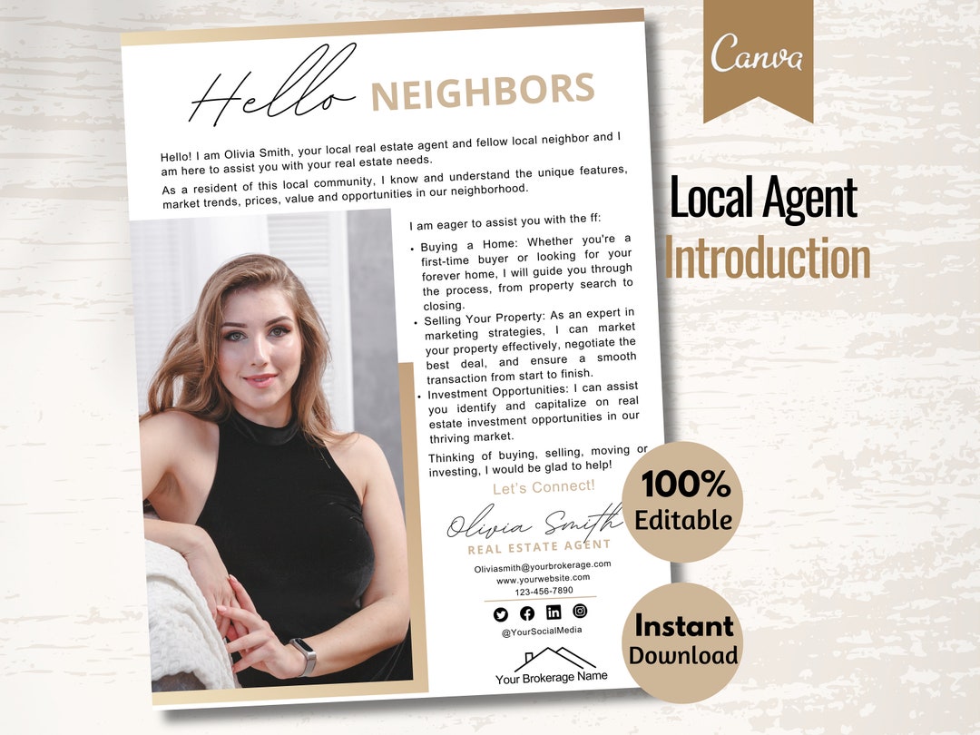 New Agent Introduction Letter, Hello Neighbor Letter, New Agent Flyer ...