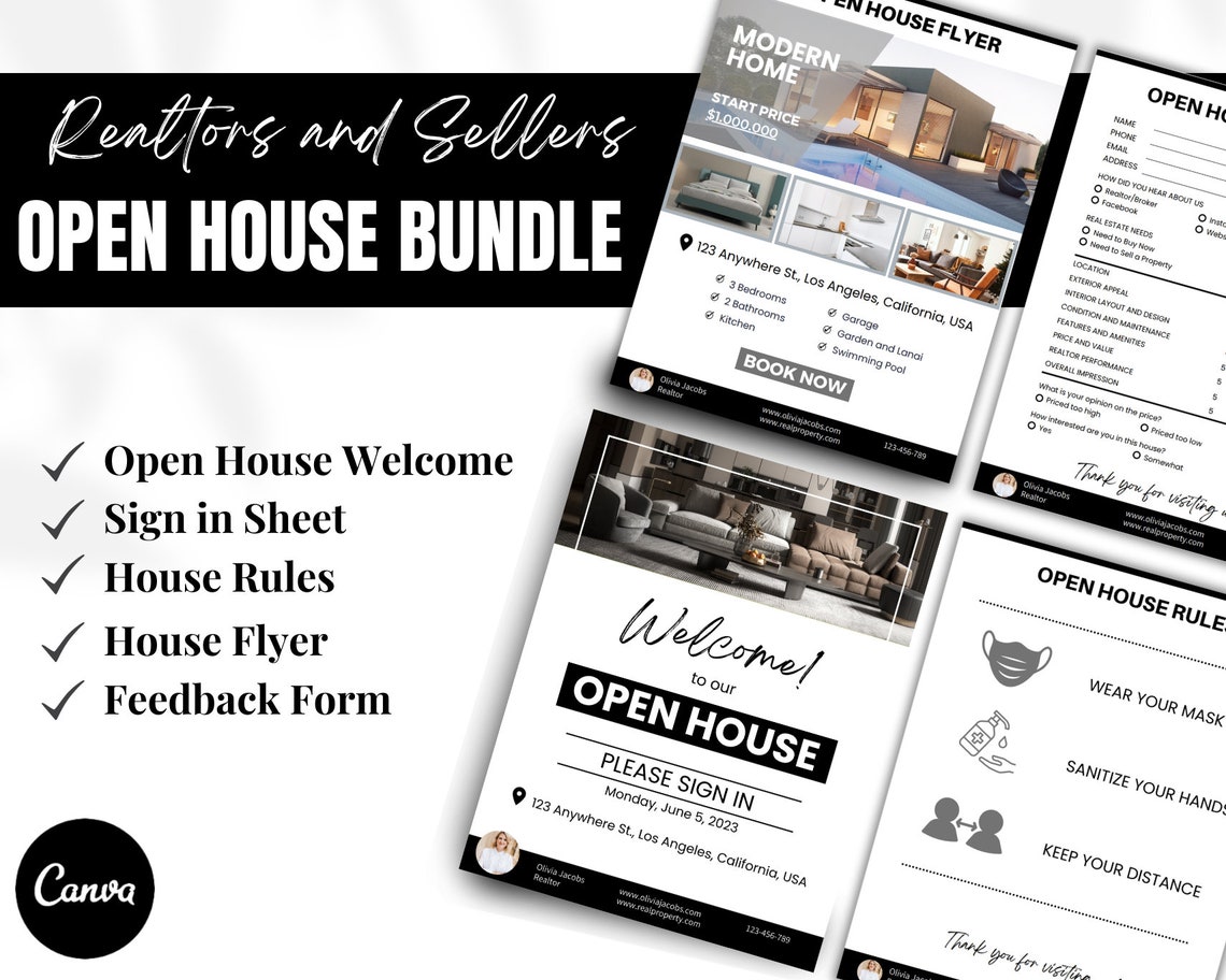Open House Bundle, Open House Sign in Sheet, Open House Feedback ...