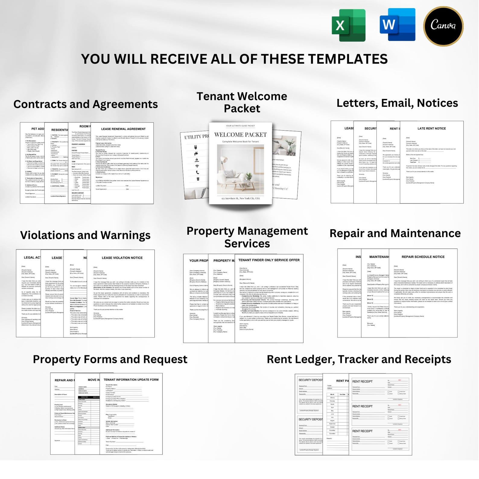 Property Management Bundle, Property Management Forms, Landlord ...