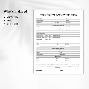 Room Rental Application Form, Rental Application, Landlord Rental ...