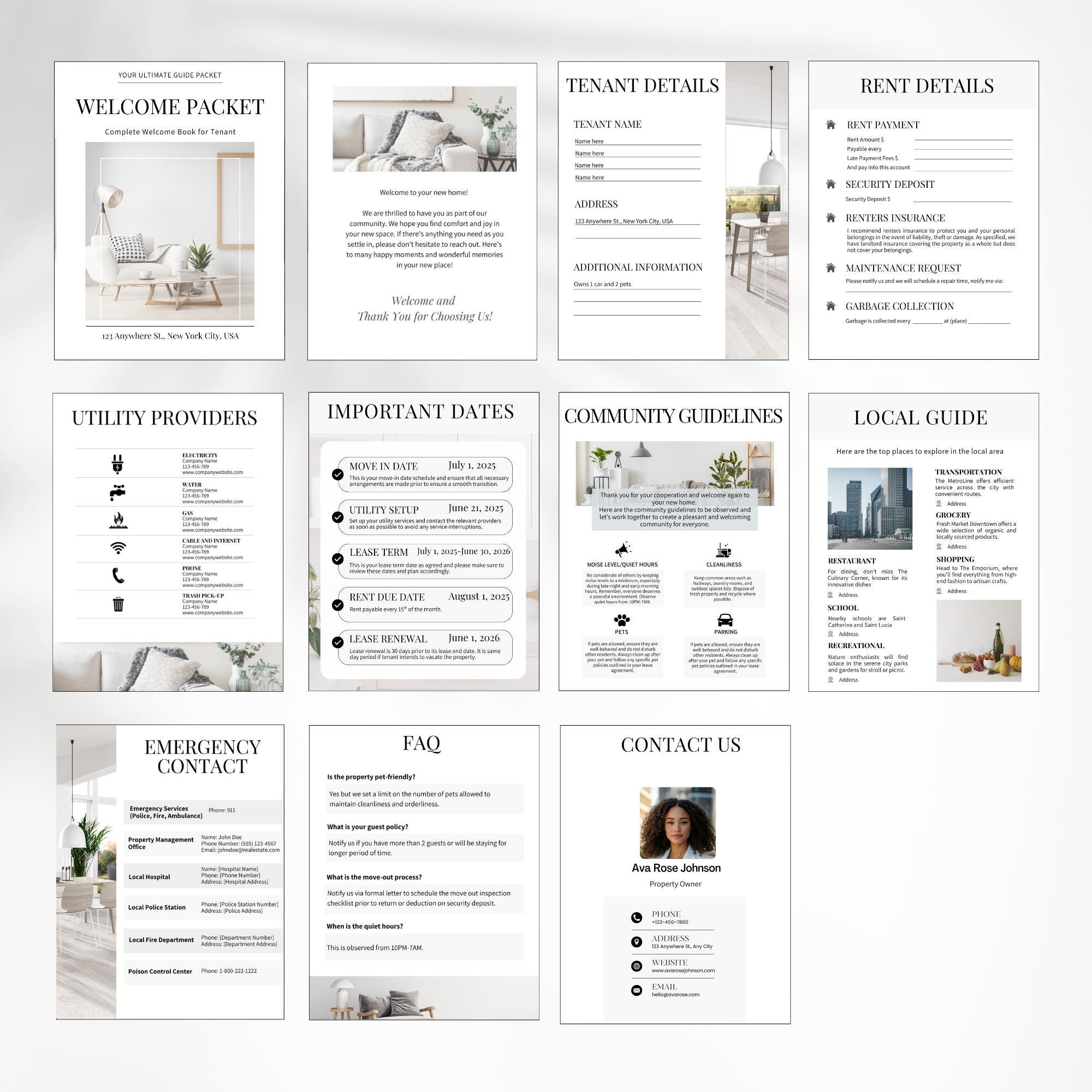 Tenant Welcome Packet, Tenant Welcome Letter, Tenant Welcome Book ...
