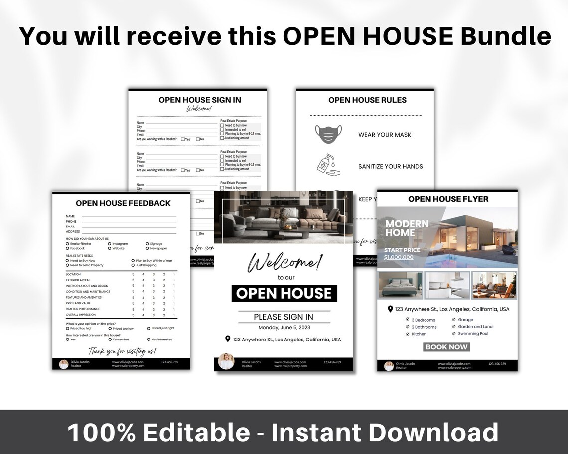 Open House Bundle, Open House Sign in Sheet, Open House Feedback ...