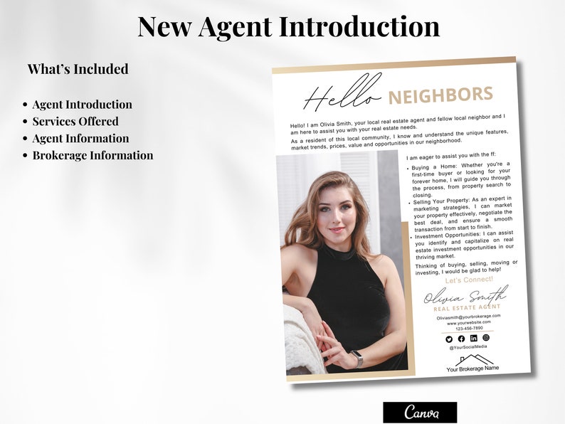 New Agent Introduction Letter, Hello Neighbor Letter, New Agent Flyer ...