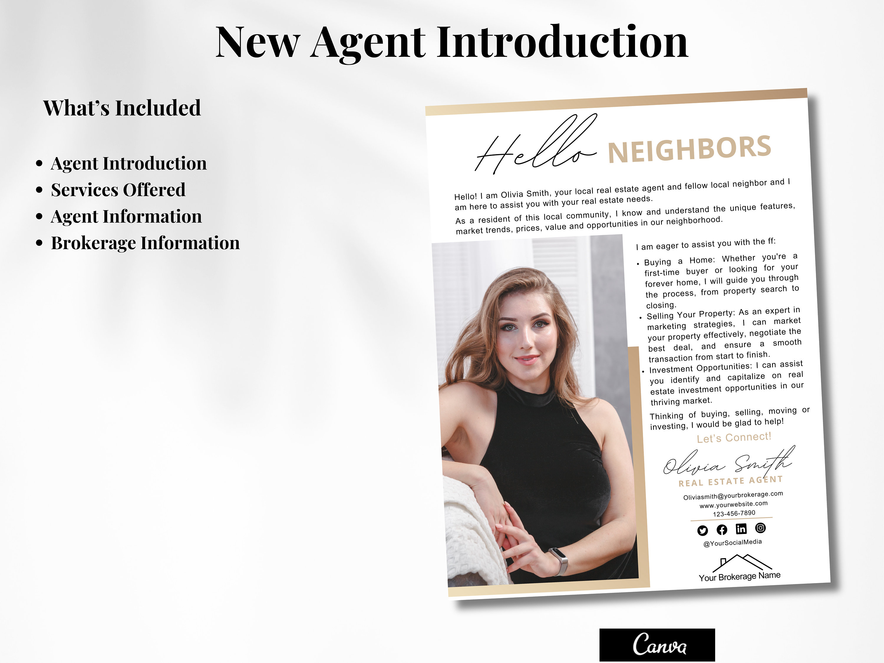New Agent Introduction Letter, Hello Neighbor Letter, New Agent Flyer ...