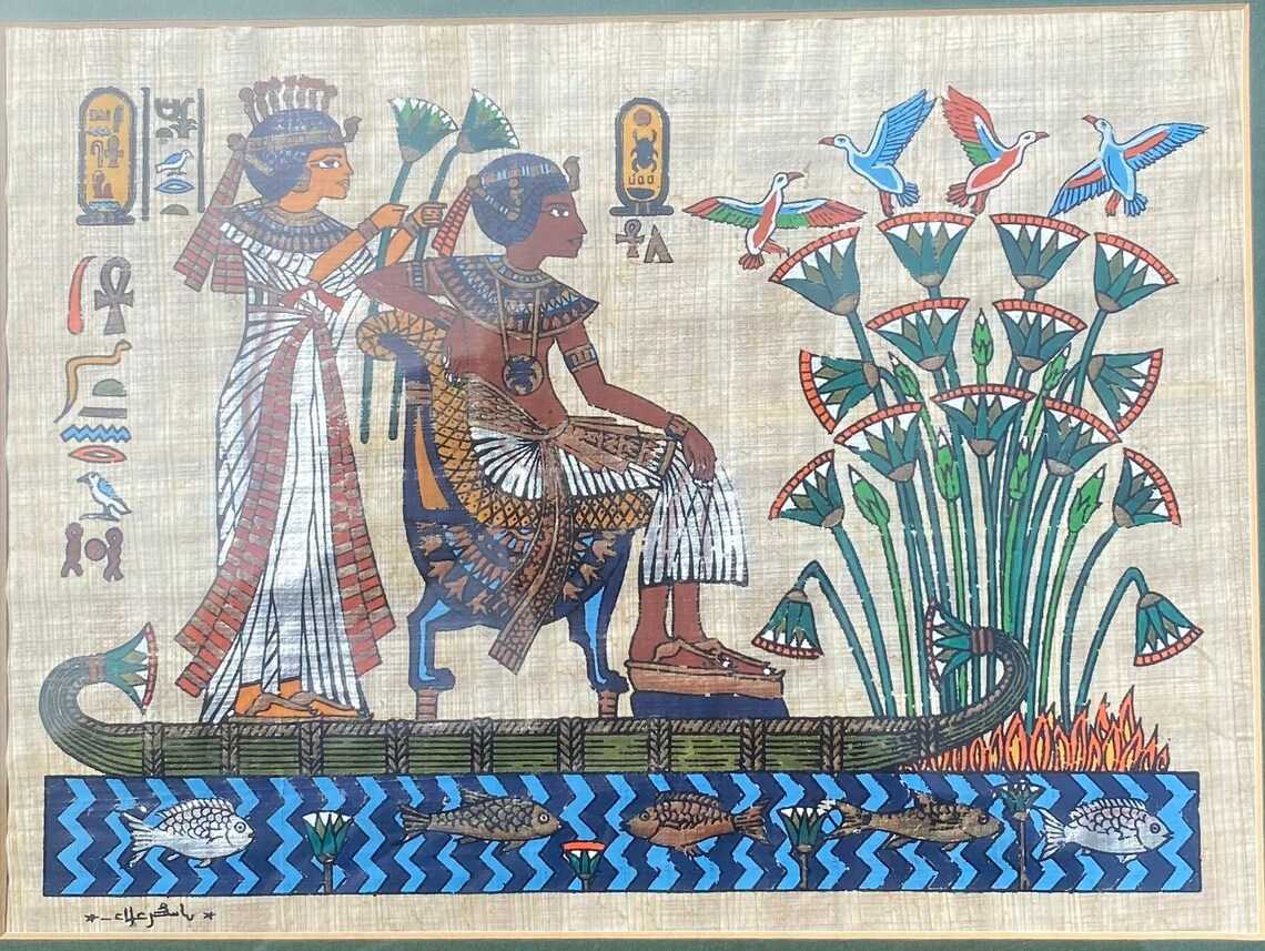 Original Egyptian Papyrus Painting, Titled 'nile Cruise', Signed and ...