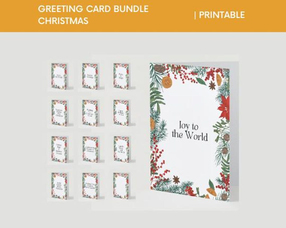 Merry Christmas Card Set Printable Christmas Card Bundle Print at Home ...