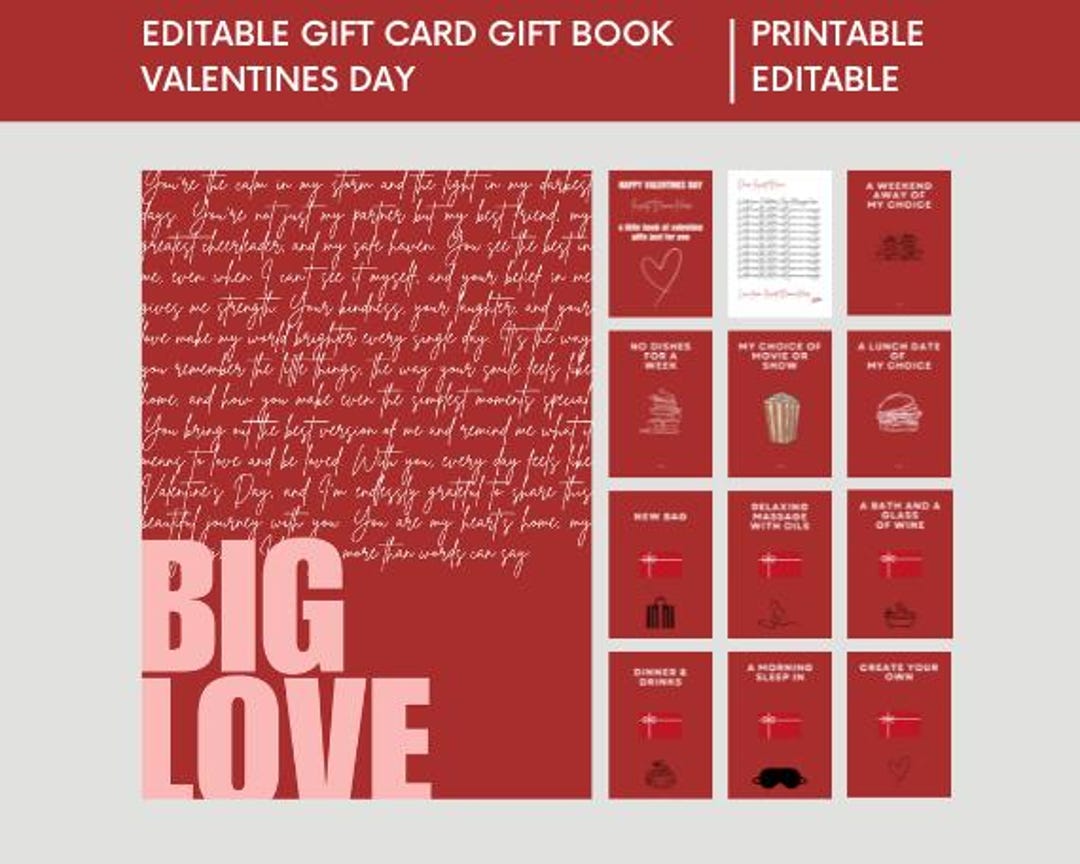 Printable Editable Valentines Day Gift Last Minute Valentines Gift ...