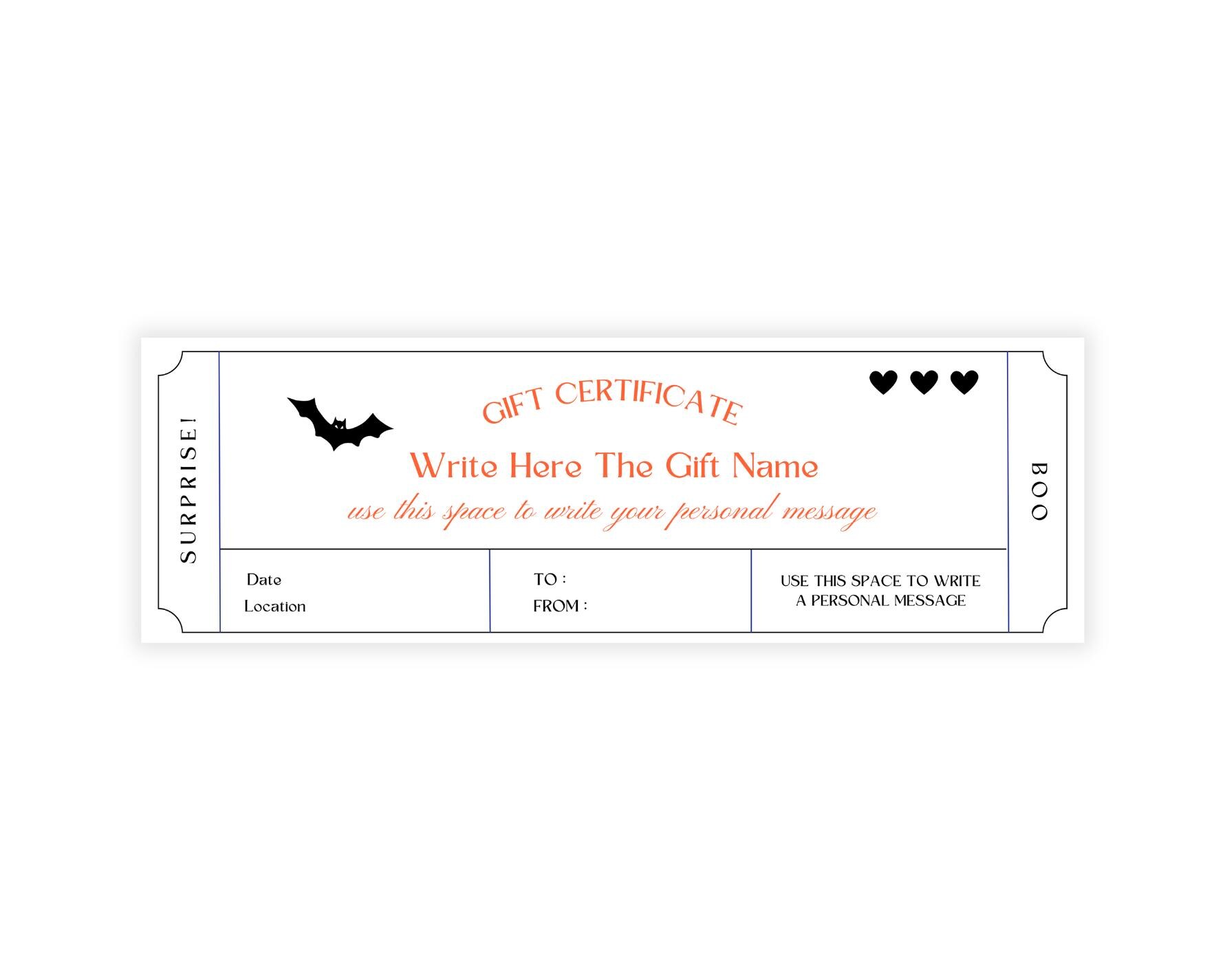 Halloween Coupon Editable Gift | Voucher Gift Certificate | Template ...