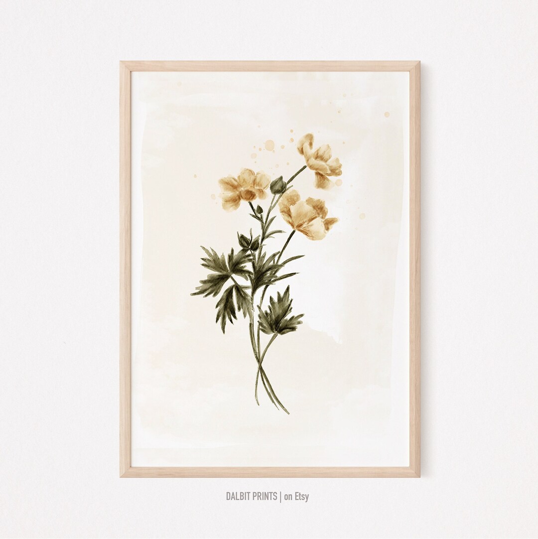 Watercolor Floral Prints, Yellow Flower Art Prints, Yellow Nursery Wall ...