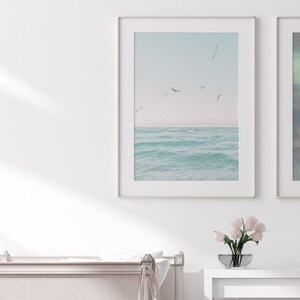 Pastel Ocean Wall Art, Beach Print, Beach Wall Decor, Pastel Sunset ...