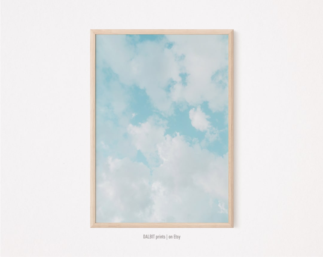 Cloud Art Print, Blue Wall Art, Blue Sky Photography, Blue Digital ...