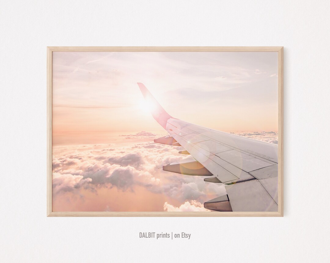 Blush Pink Clouds Photography, Airplane Prints, Clouds Art Print ...