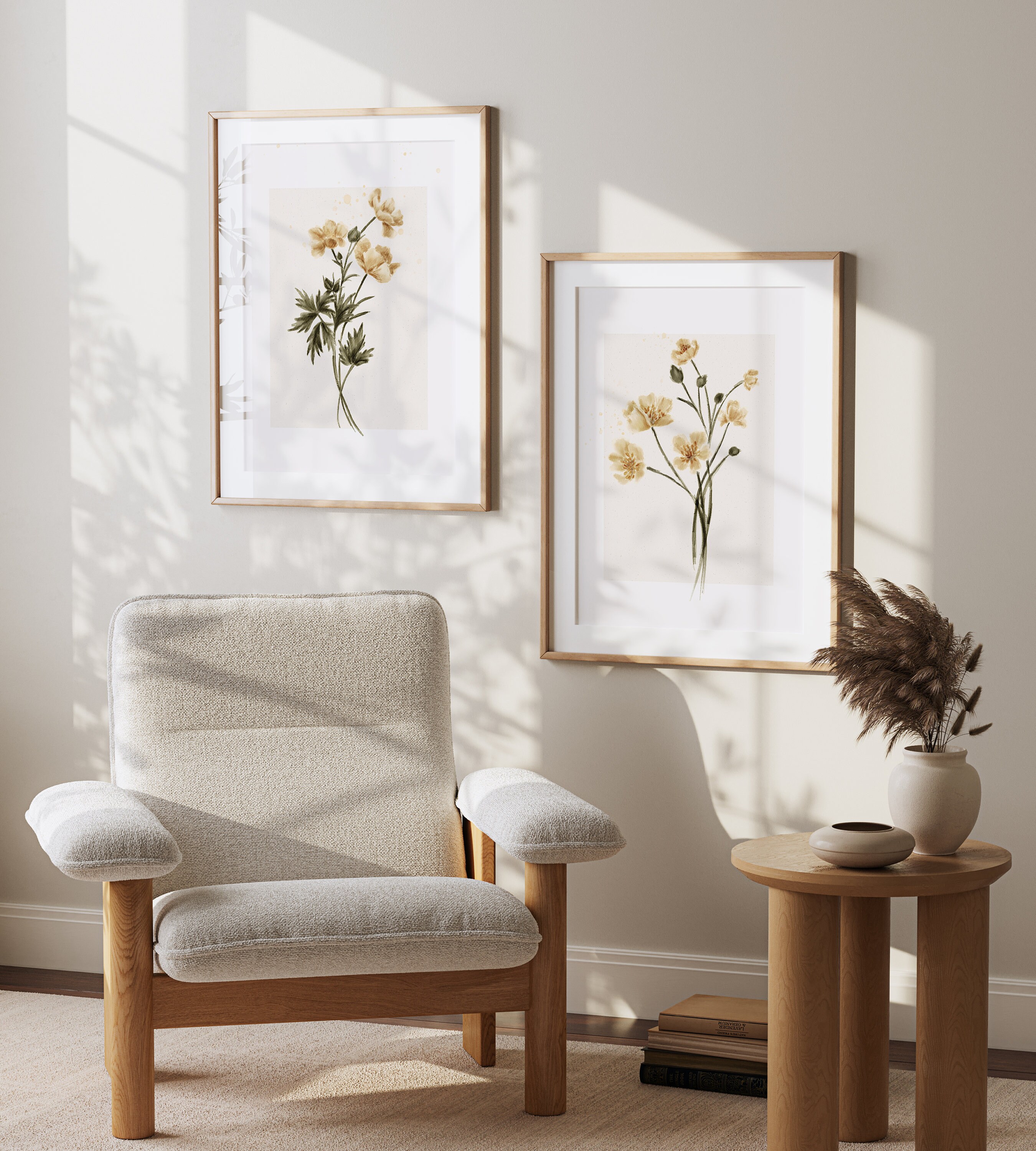 Yellow Nursery Wall Art, Wildflower Set of 2 Prints, Yellow Nursery ...