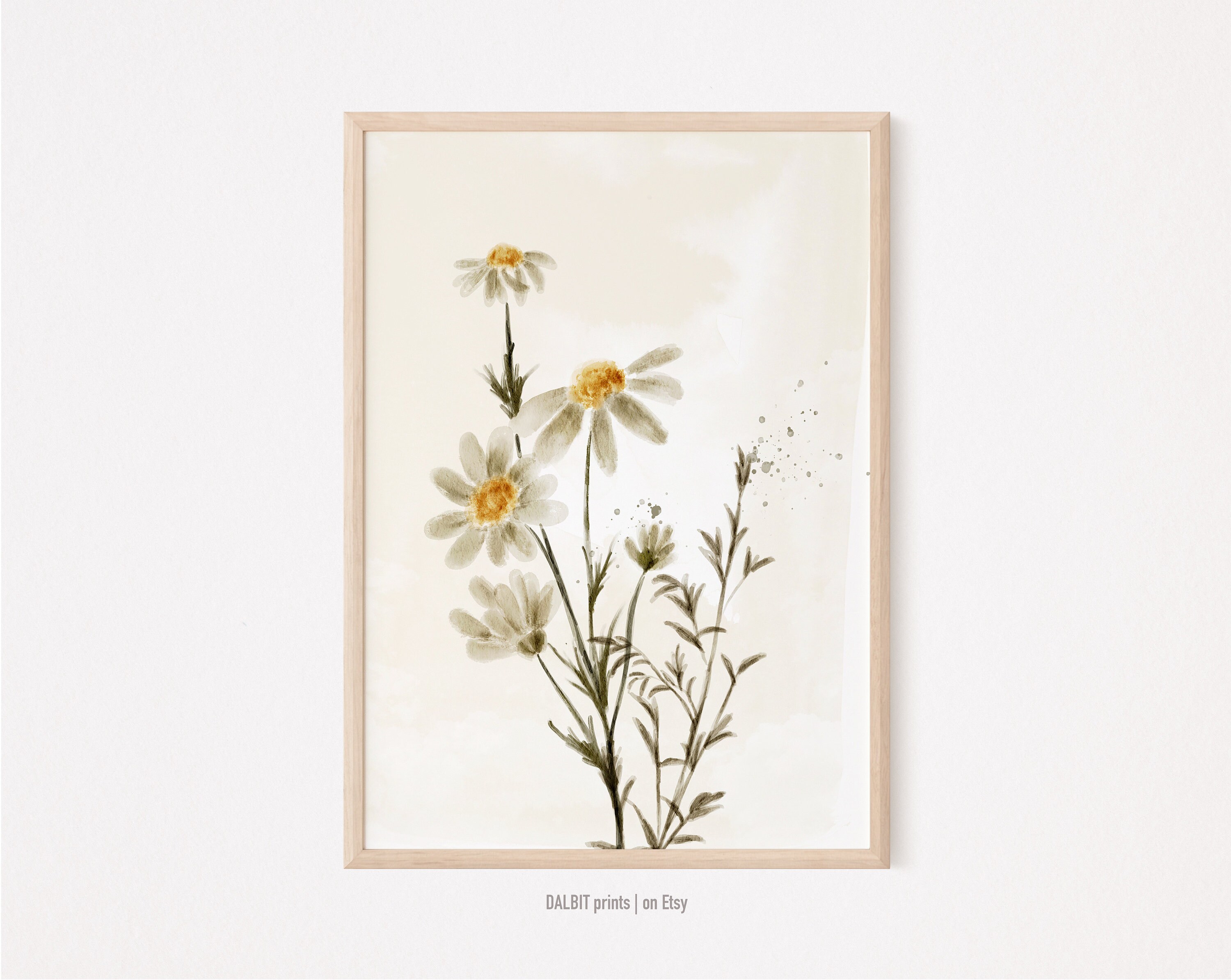 Daisy Flower Wall Art, Daisy Wall Decor, Daisy Digital Art Print, Girls ...