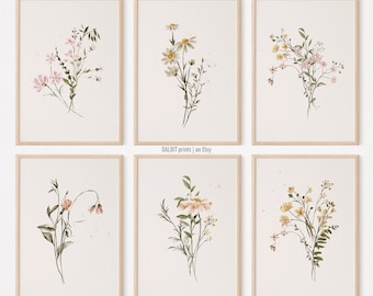 Watercolor Wildflower Wall Art, Wildflower Set of 2 Prints, Watercolor ...
