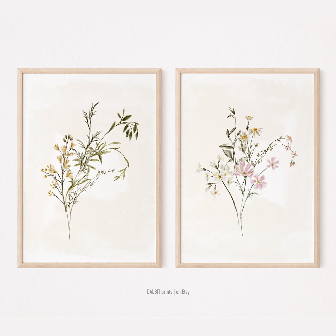 Watercolor Wildflower Wall Art, Wildflower Set of 2 Prints, Watercolor ...