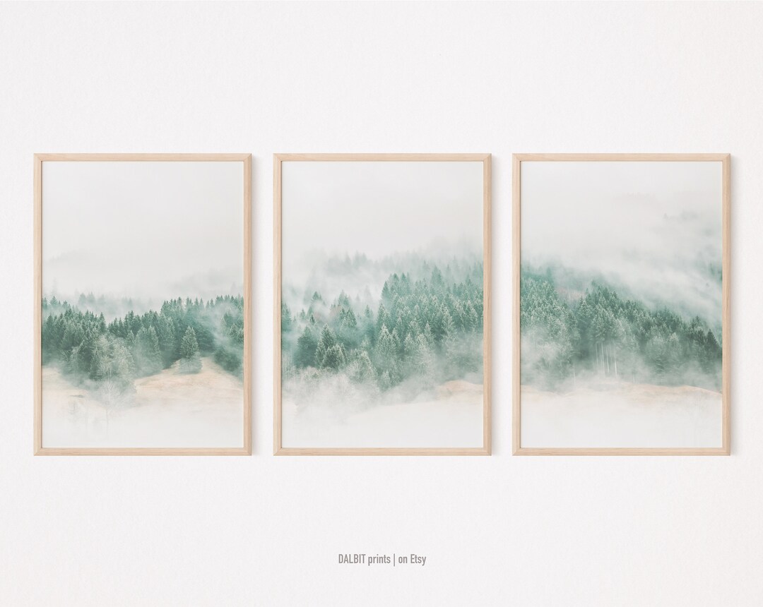 3 Piece Sage Green Forest Printable Wall Art Set of 3 Forest Minimalist ...