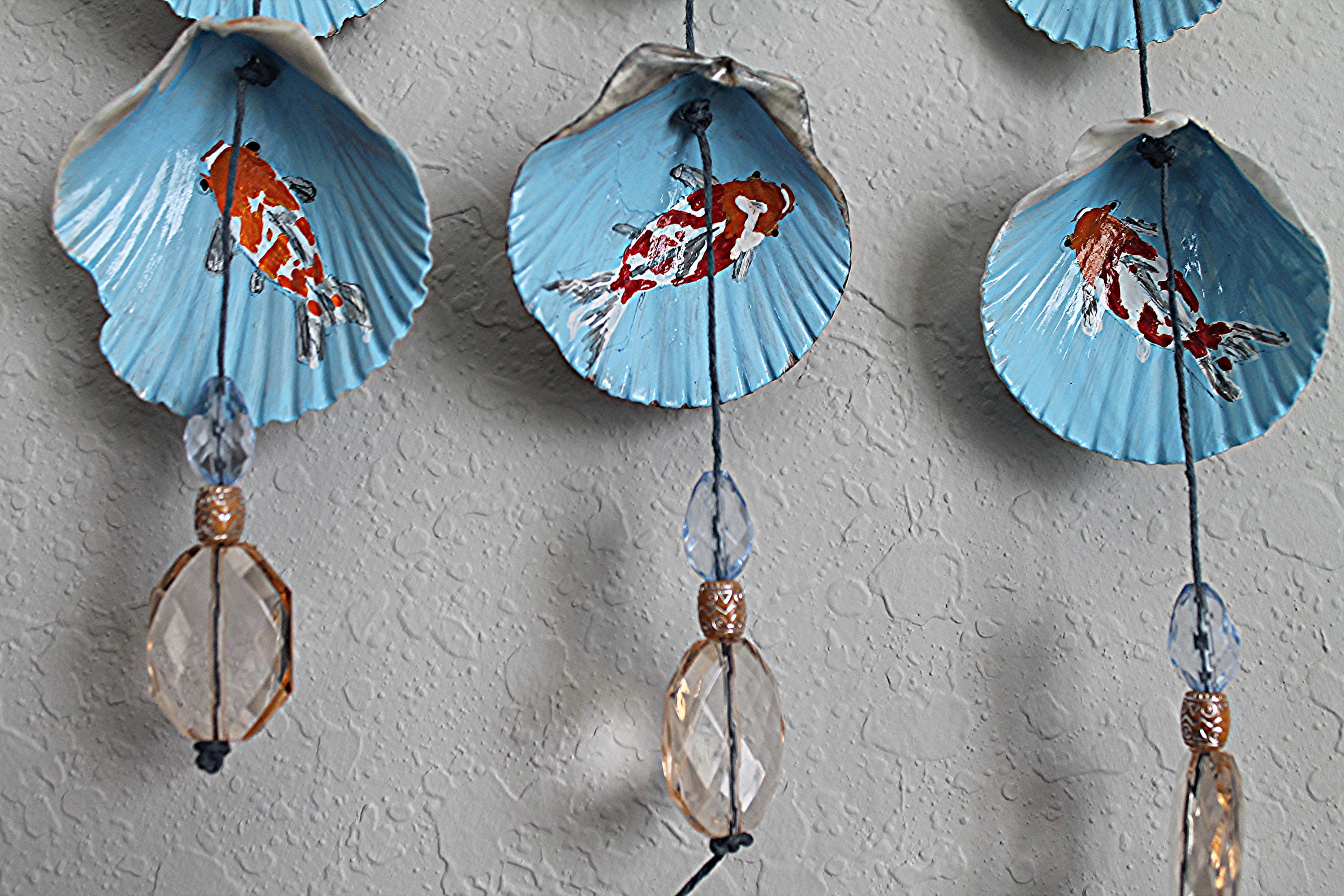 Koi Fish on Seashell Wind Chime/ Wall Hanging - Etsy