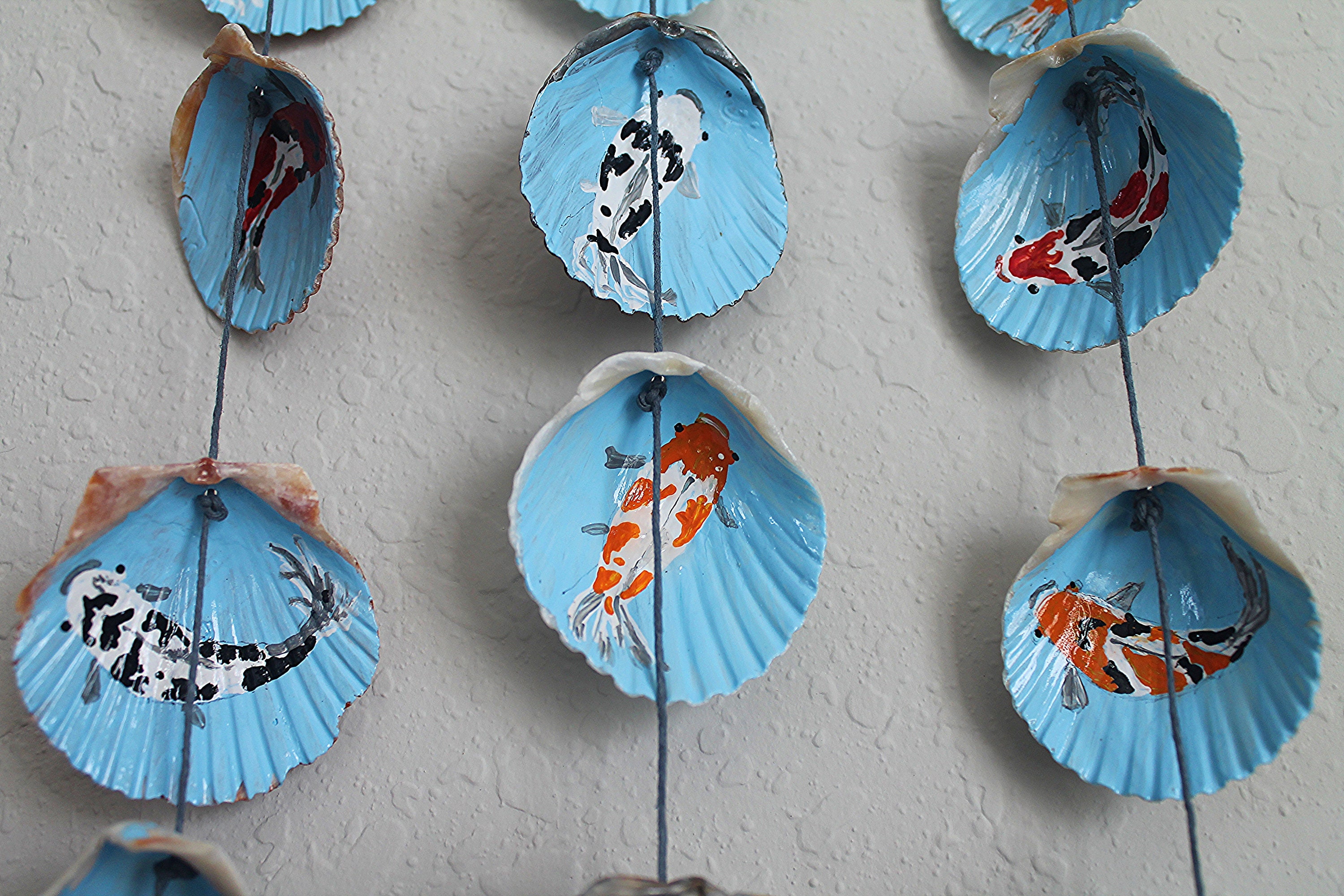 Koi Fish on Seashell Wind Chime/ Wall Hanging - Etsy