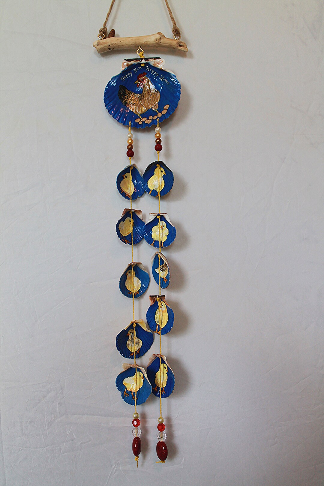 Wind Chime Happy Hen and Chicks Hand Painted Seashells - Etsy