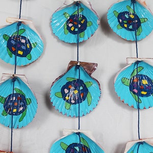 Wind Chime, With Colorful Hand Painted Sea Turtles, on Seashells. - Etsy