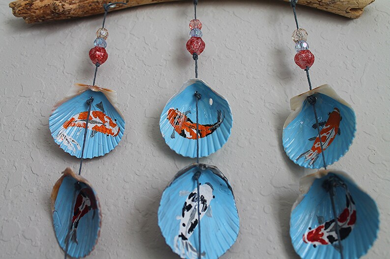 Koi Fish on Seashell Wind Chime/ Wall Hanging - Etsy