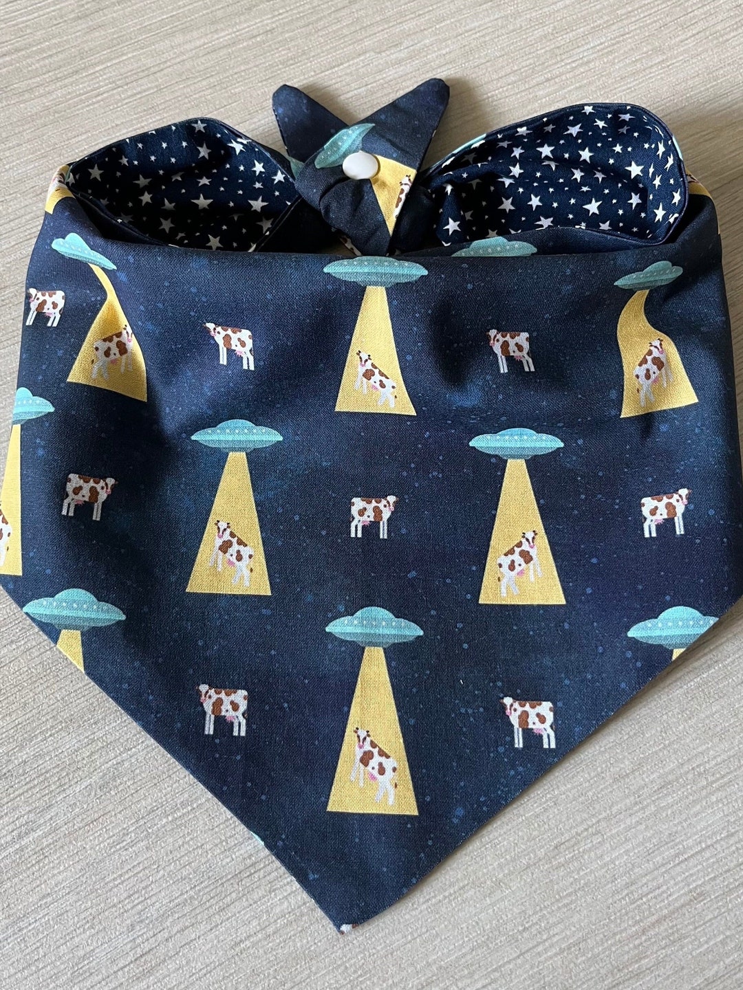 Alien UFO Dog Bandana / Cows Vs Aliens Pet Neckerchief / Fun Reversible ...