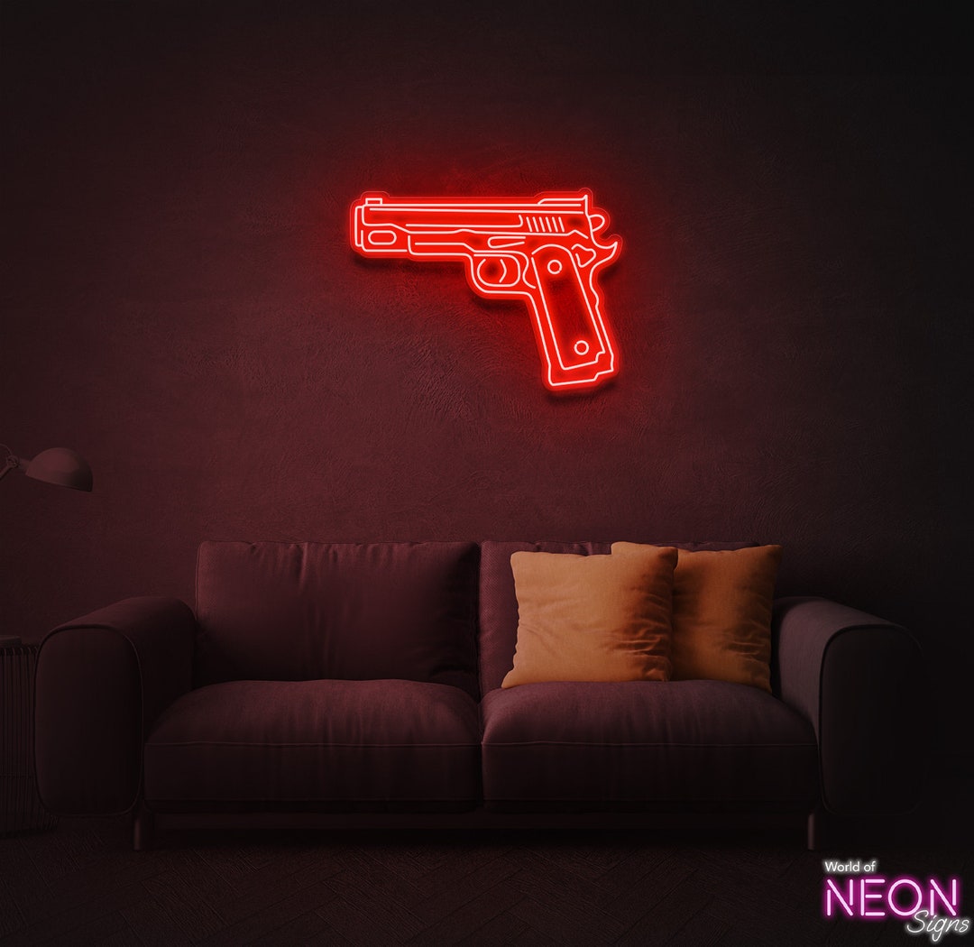 Gun Neon Sign Neon Sign for Your Living Room Office Study - Etsy