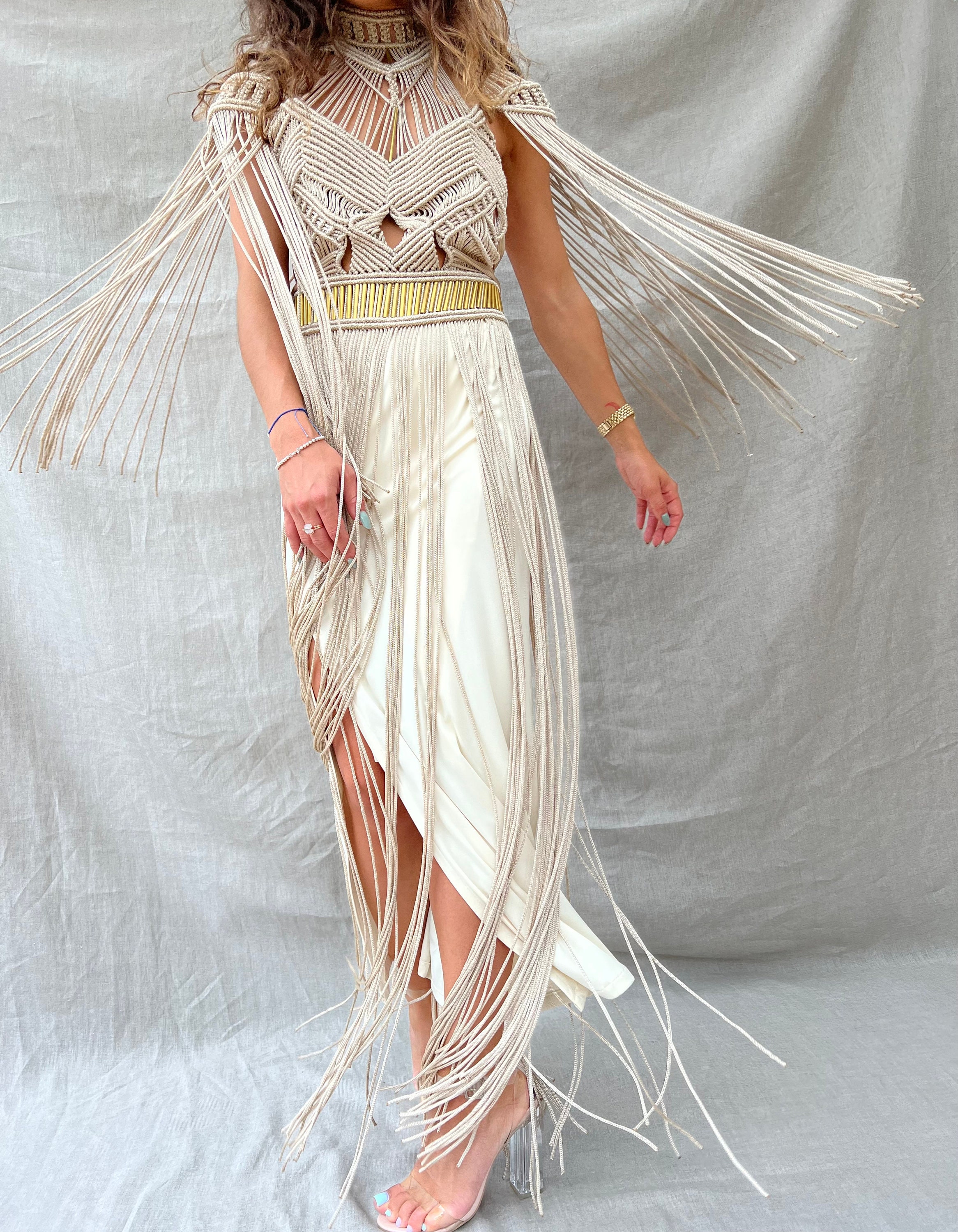 MACRAME DRESS, Boho Goddess Dress, See Through Dress, Fringe Festival ...