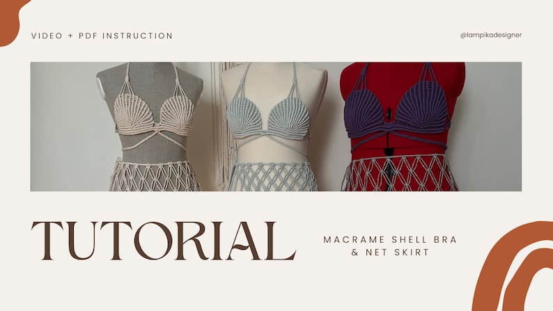 MACRAME Video & Pdf TUTORIAL, Seashell Bra, Macrame PATTERN for ...