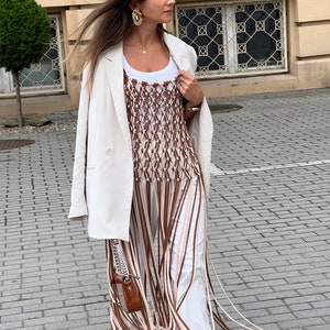 Fishnet Dress FRINGE DRESS MACRAME Dress Bohemian Dress Beach Coverup ...