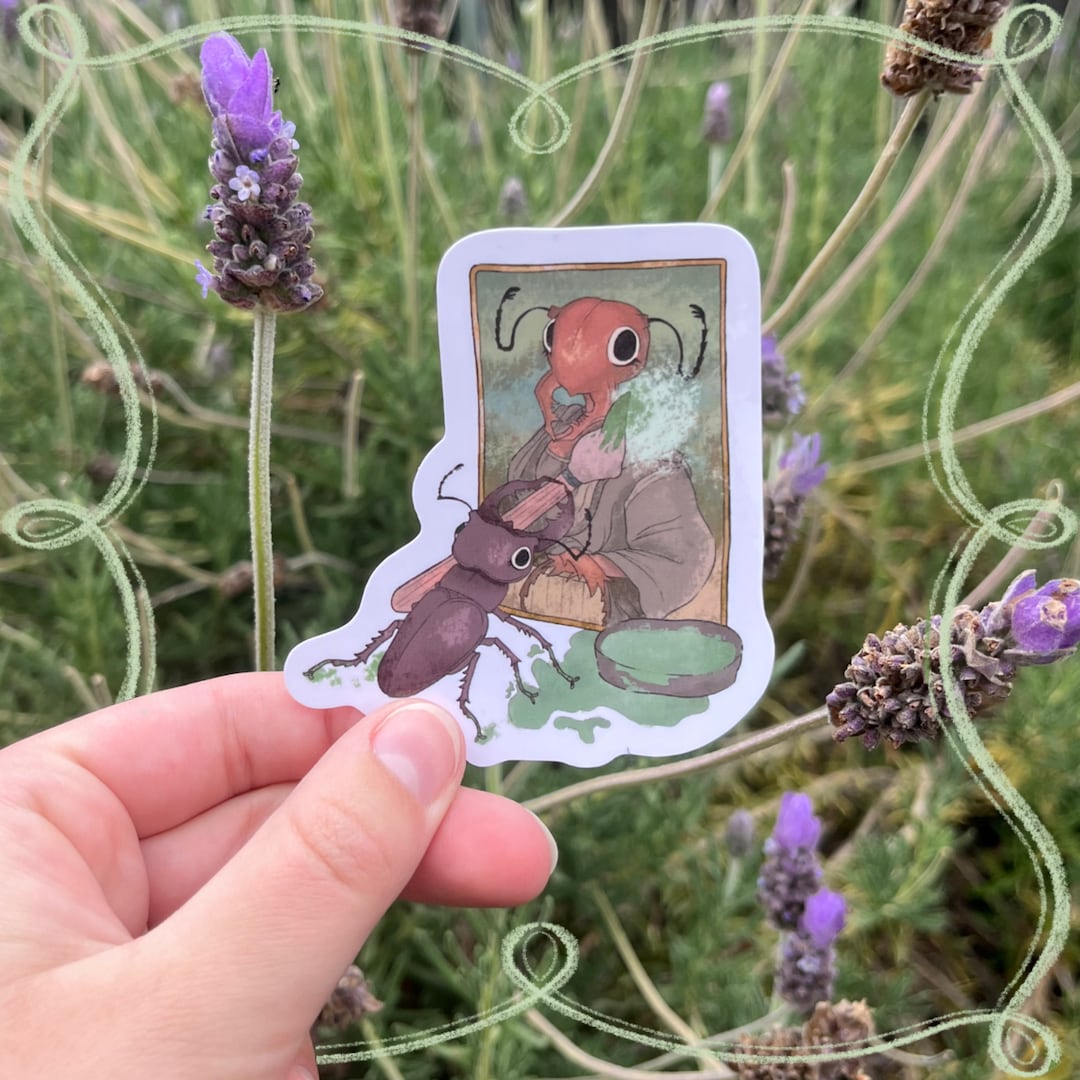 Stag Beetle Mona Lisa Sticker - Etsy