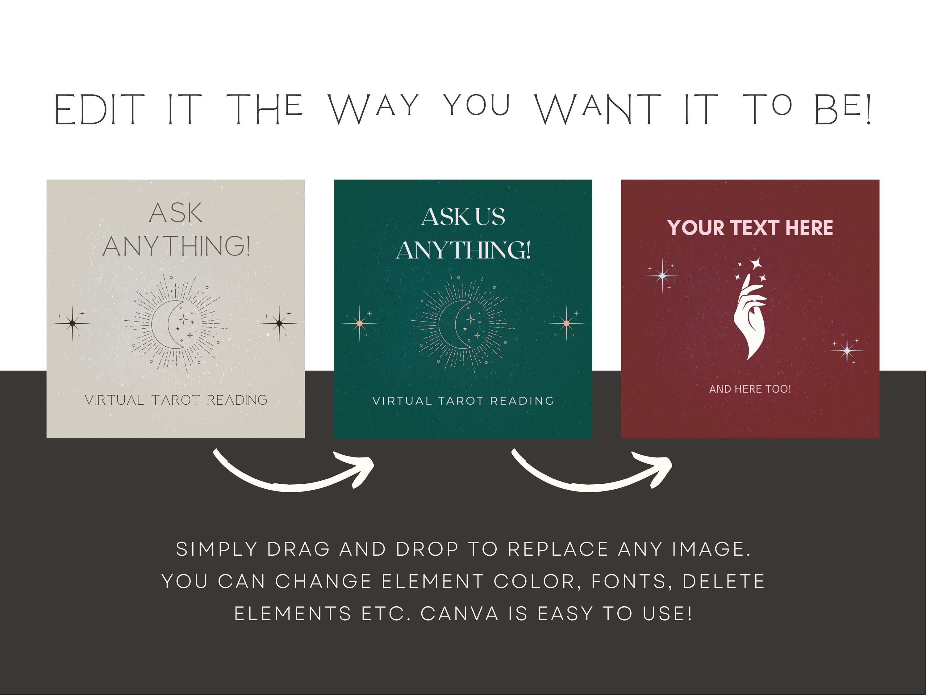 Tarot Reading Canva Template Spiritual Instagram Template - Etsy