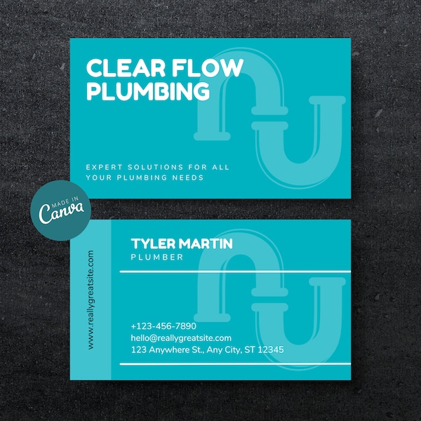 Plumbing Business Card Template - Etsy