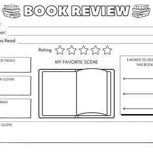 Book Review Coloring Page: Creative Reading Journal (digital Download ...