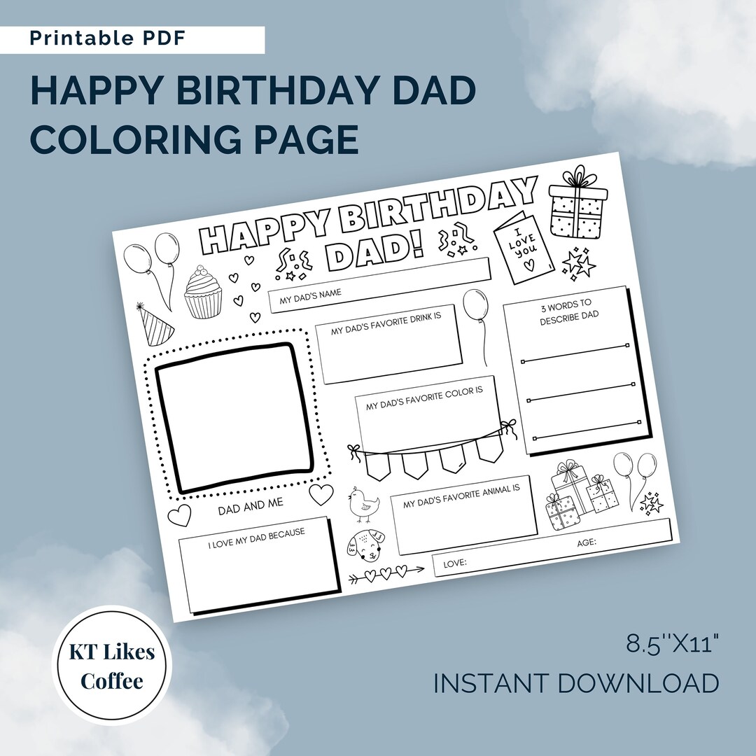 Happy Birthday Dad Coloring Page | All About Dad Birthday Card ...