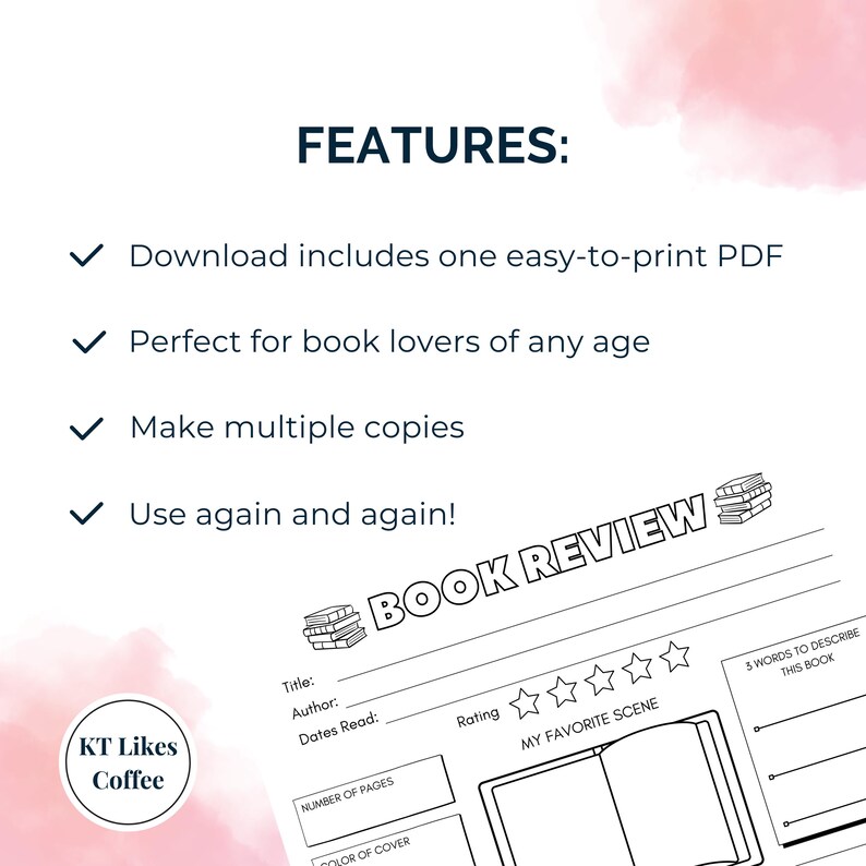 Book Review Coloring Page Book Review Page Digital Book Review Book ...