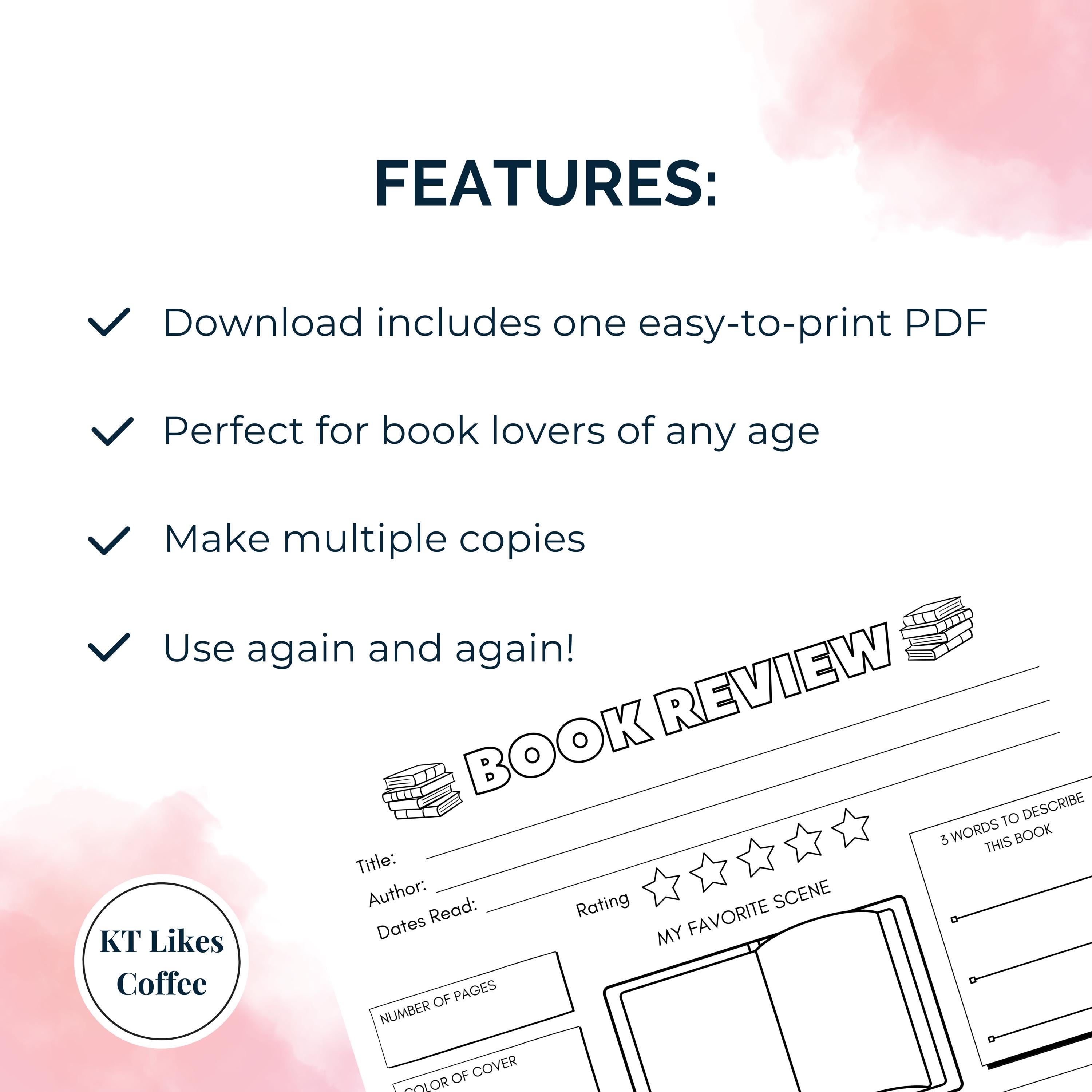 Book Review Coloring Page Book Review Page Digital Book Review Book ...