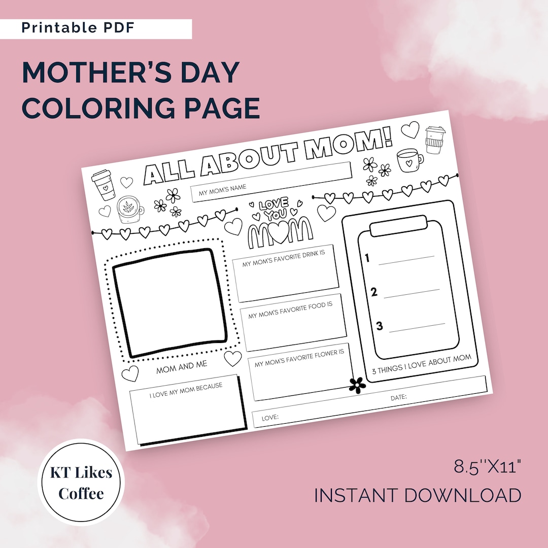 Mother's Day Coloring Page: 'all About Mom' Activity (digital Download ...