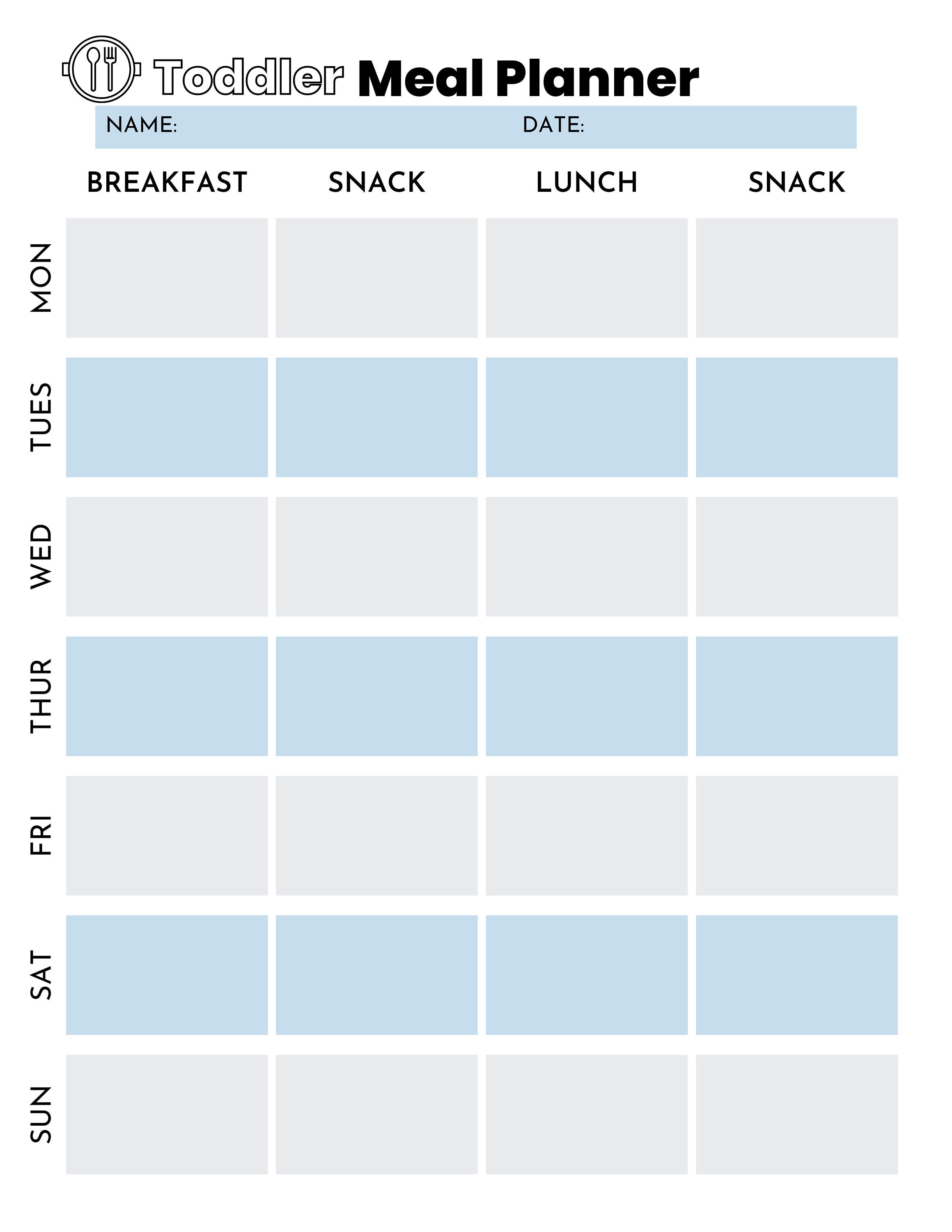 Toddler Meal Planner PDF Printable Download Weekly Kids Meal Planner ...