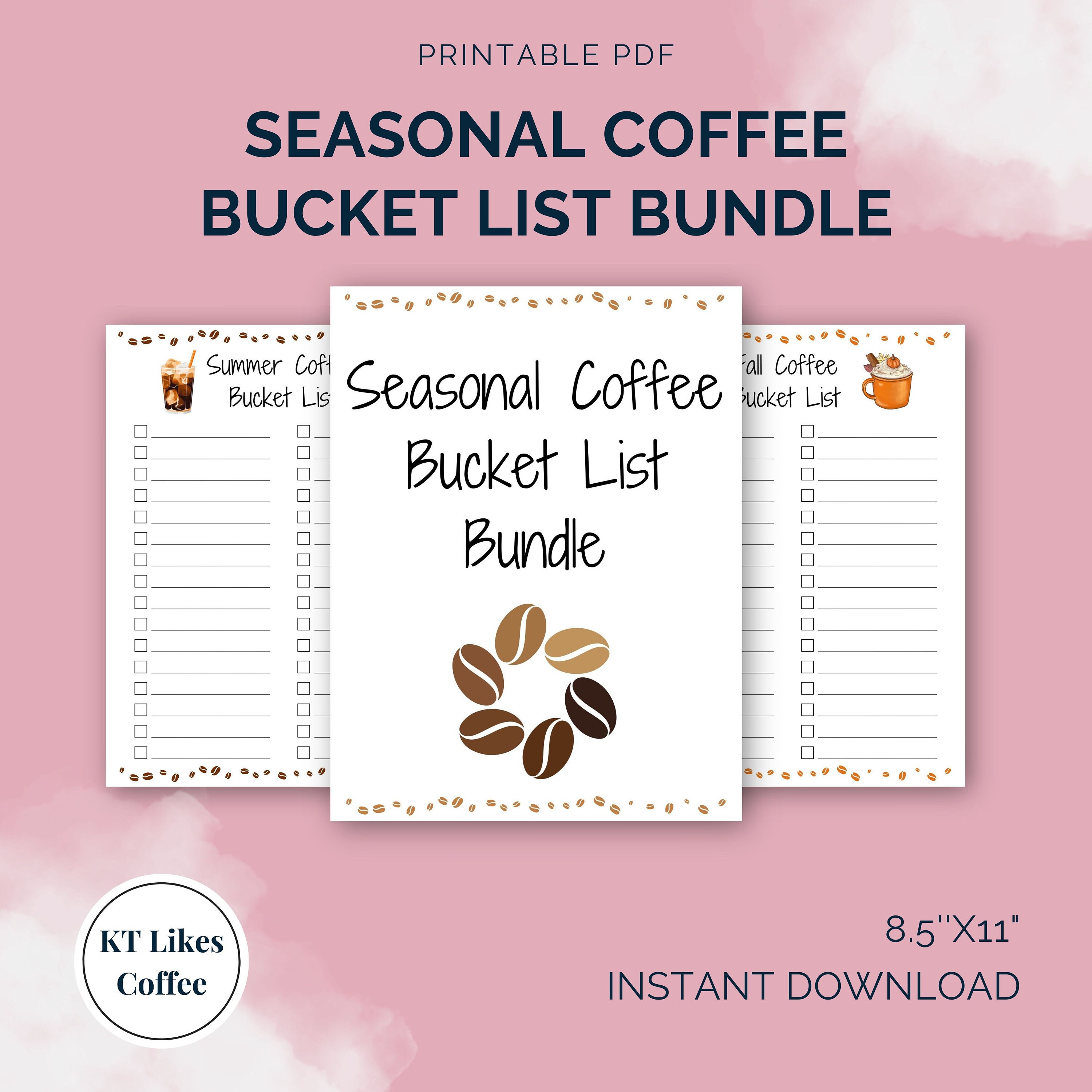 Coffee Themed Bucket List Bundle | Coffee Bucket List | Coffee Bucket ...