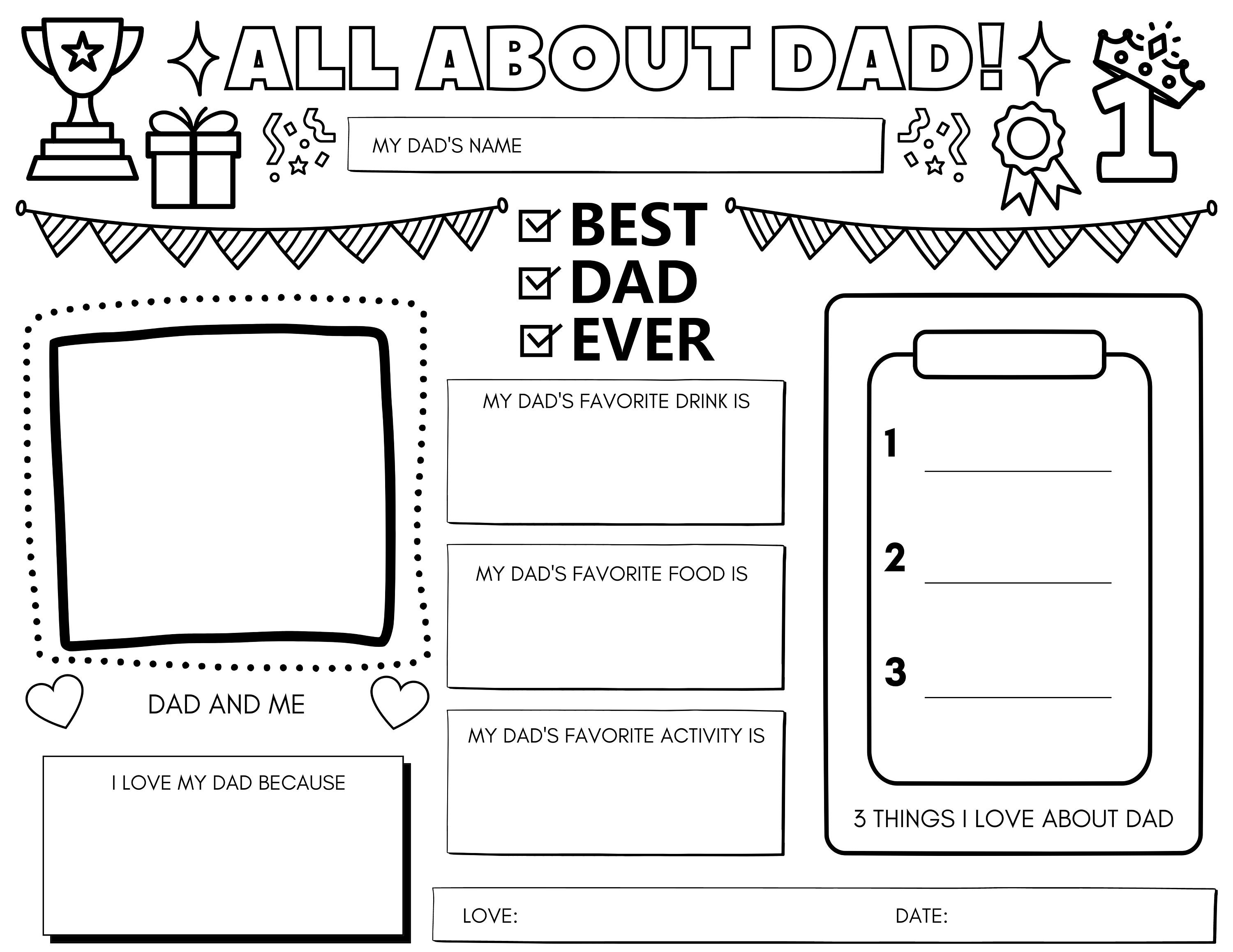 Father's Day Coloring Page Happy Father's Day Placemat Activity Sheet ...